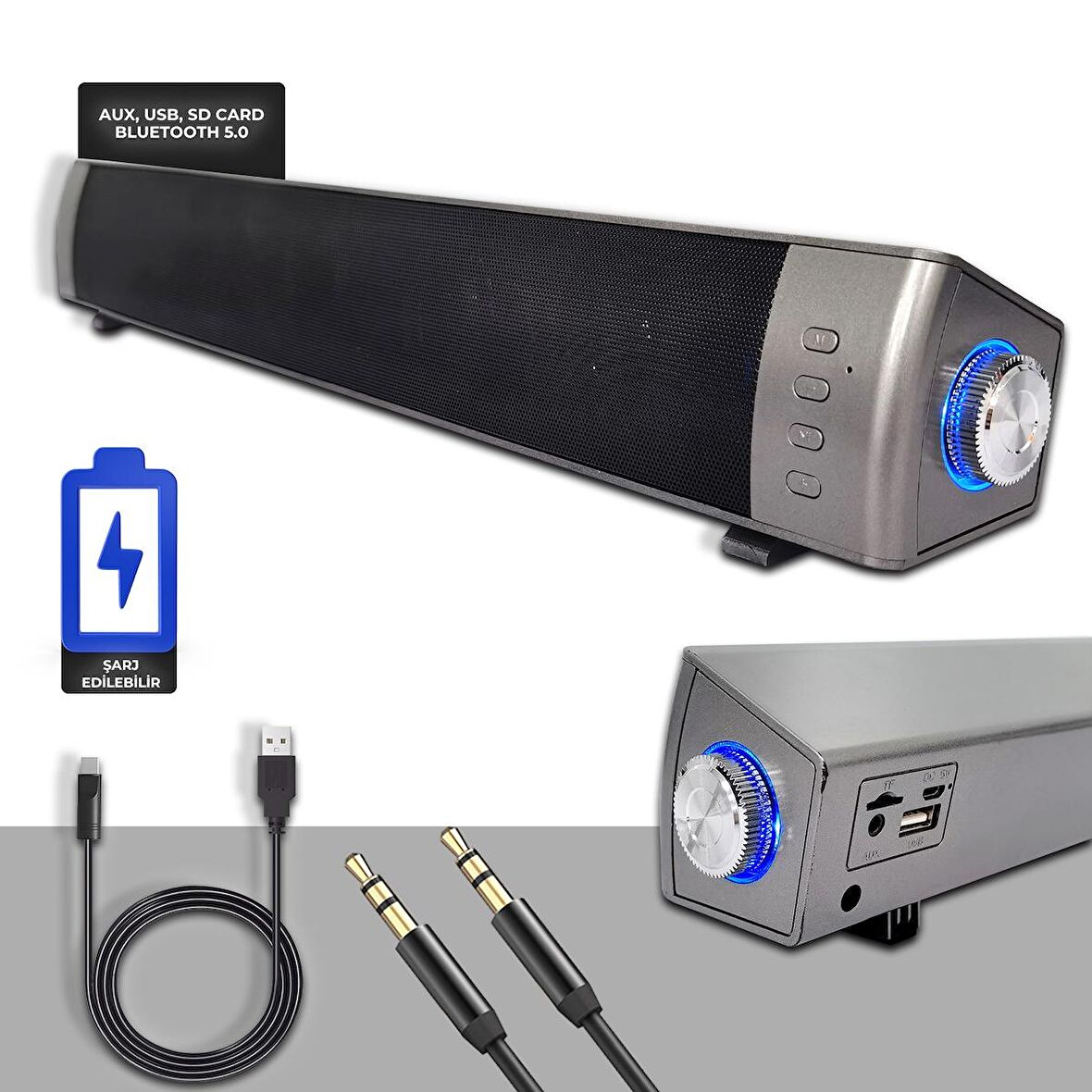 Maxword SLC-40USB-BT Şarjlı Soundbar 40 Watt Bluetooth USB Şarjlı (46x7x6 cm) Fiyatları ve ...